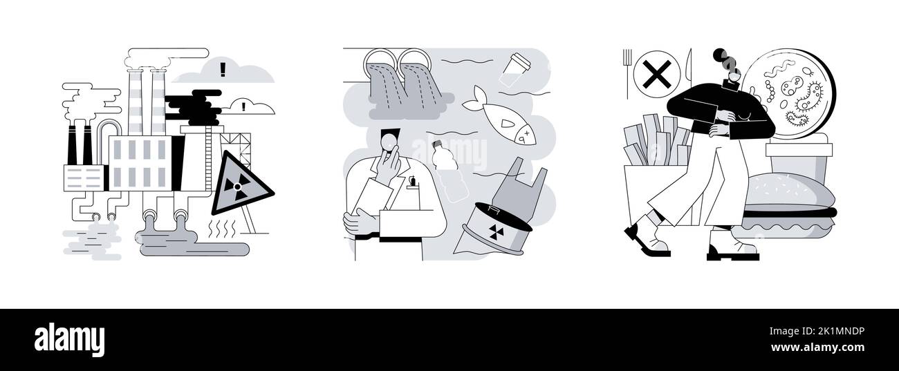 Land contamination abstract concept vector illustration set. Industrial ...
