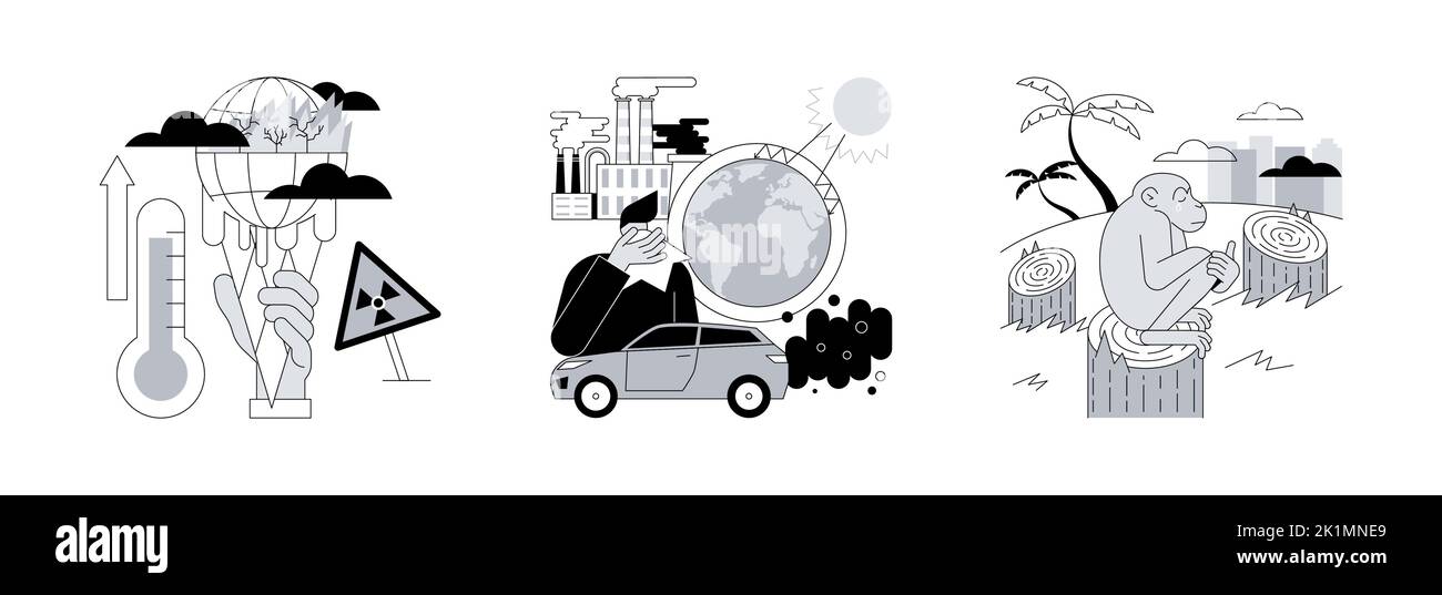Climate change abstract concept vector illustration set. Global warming ...