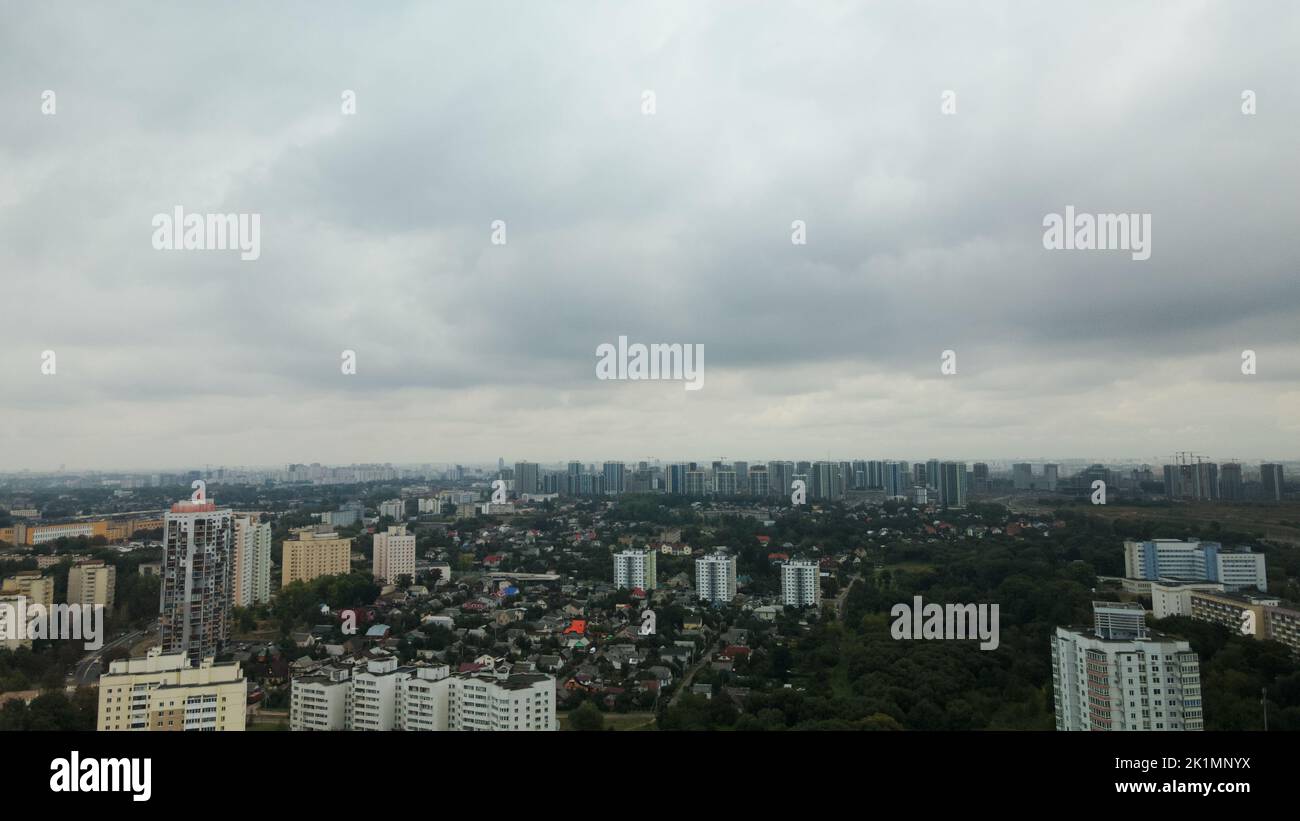 Dormitory area of a big city. Urban landscape. Aerial photography Stock ...