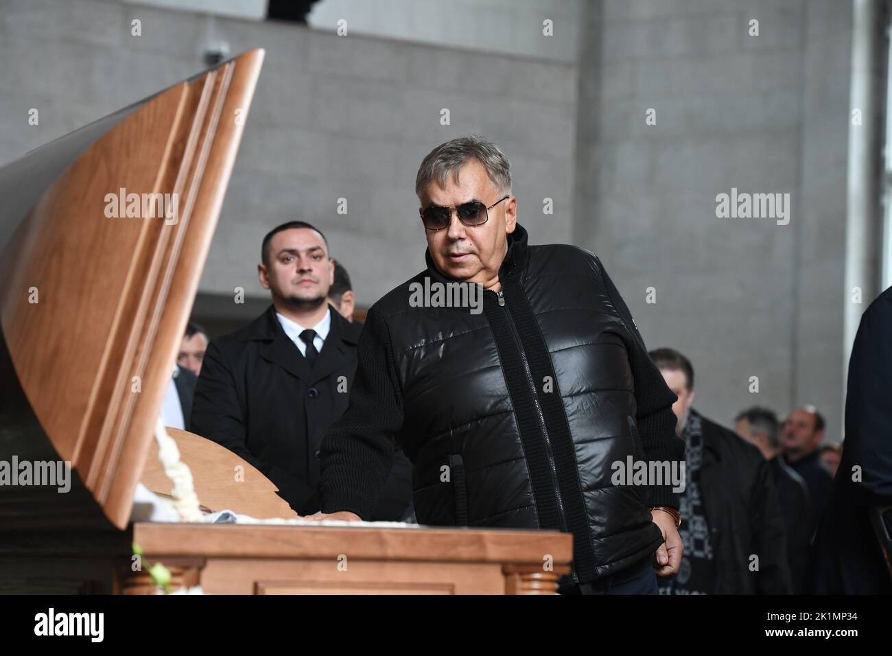 Moscow. The actor Stanislav Sadalsky at a farewell ceremony with ...