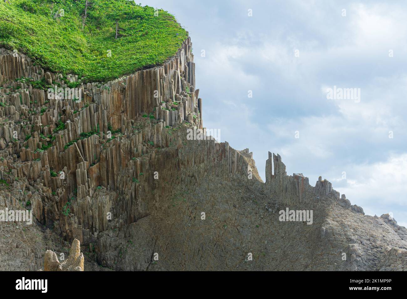 amazing landscape of columnar volcanic basalt rocks on the island of ...