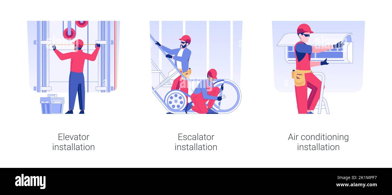 Interior electrical works isolated concept vector illustration set ...