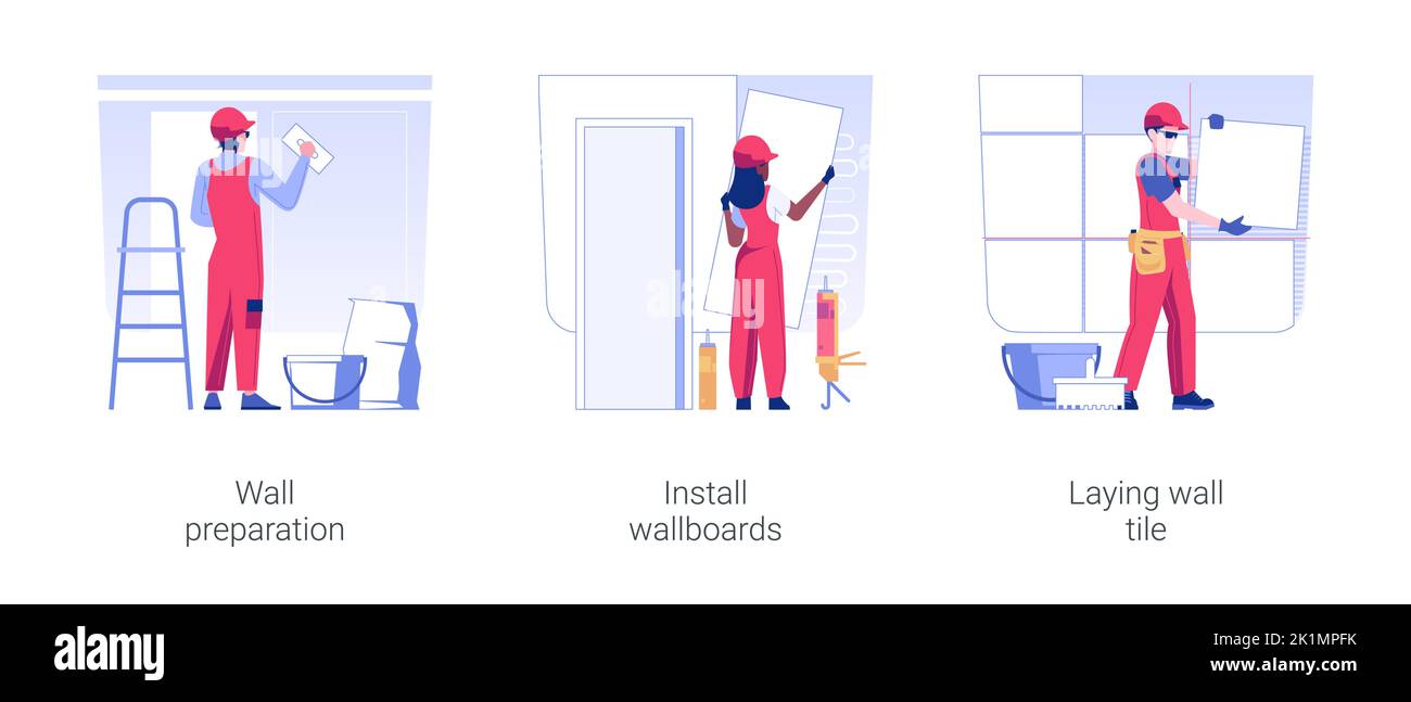 Walls decoration isolated concept vector illustration set. Wall ...