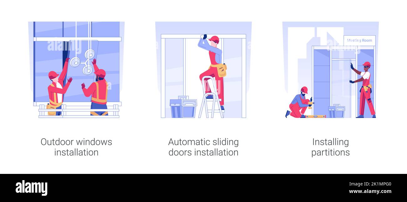 Ceiling and walls works isolated concept vector illustration set ...