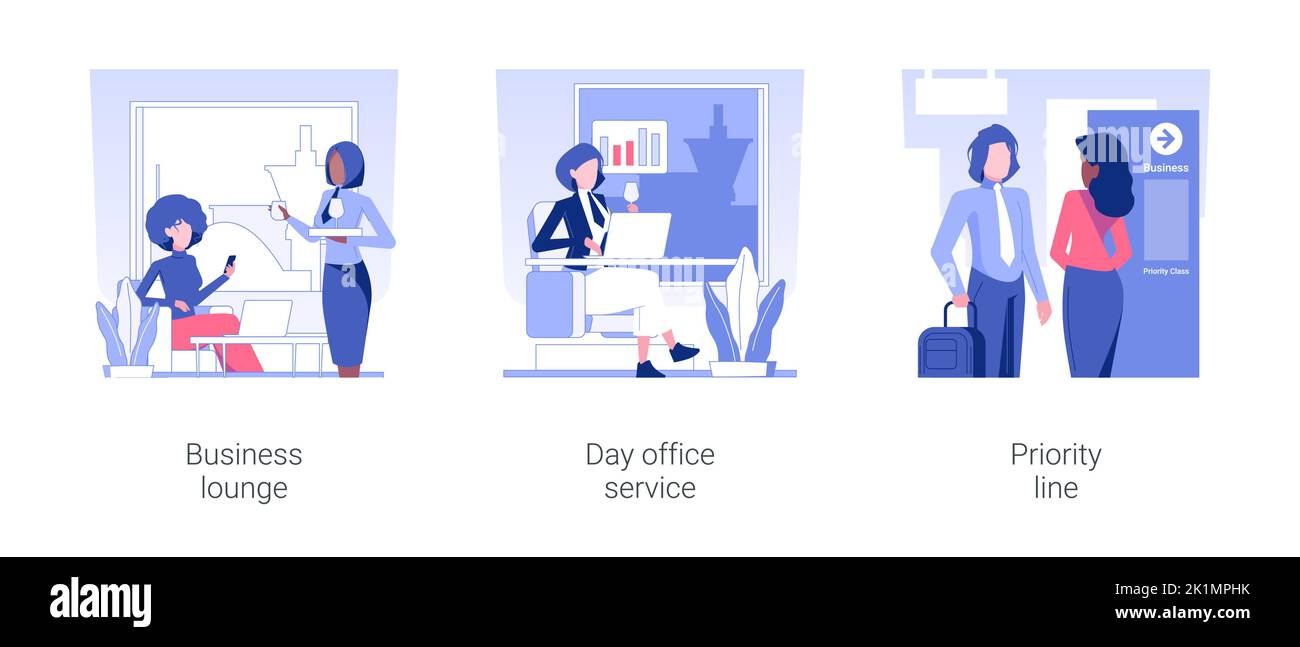 Business services in the airport isolated concept vector illustration ...
