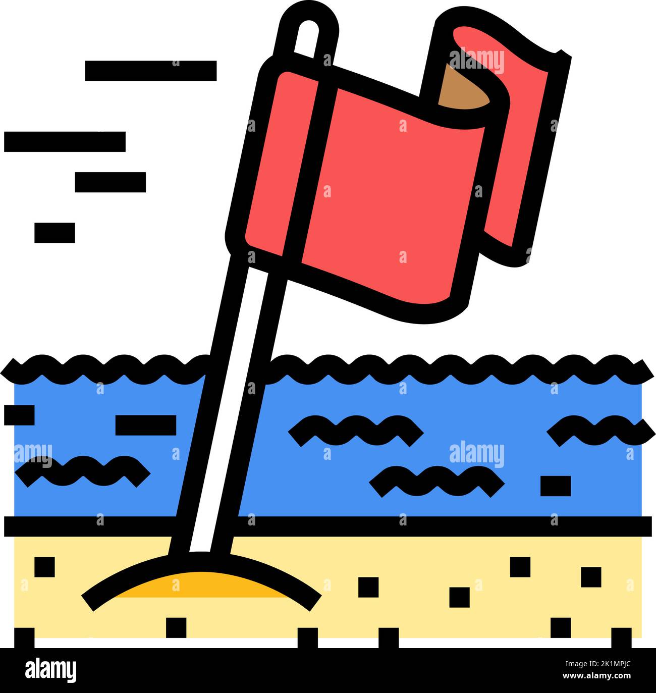 red flag beach summer color icon vector illustration Stock Vector Image ...