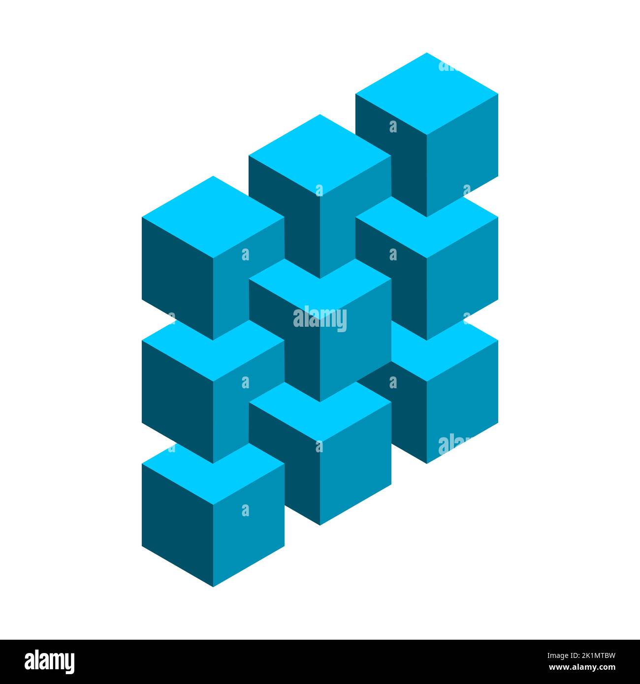 Impossible Cubes Arrangement Blue Cubic Abstract Shape Optical