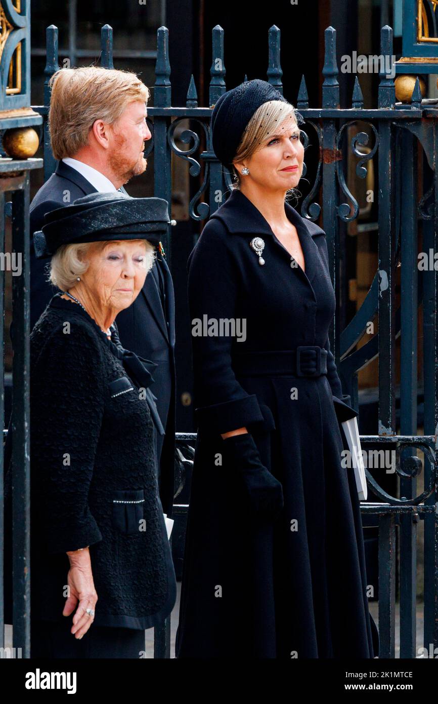LONDON - King Willem-Alexander, Queen Maxima and Princess Beatrix of The Netherlands attend the ...