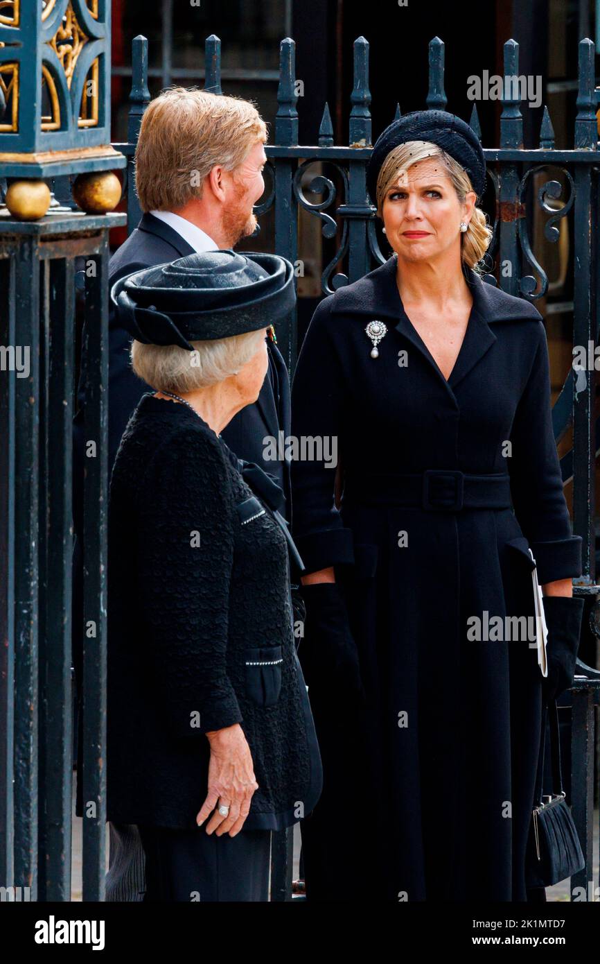 LONDON - King Willem-Alexander, Queen Maxima and Princess Beatrix of The Netherlands attend the ...