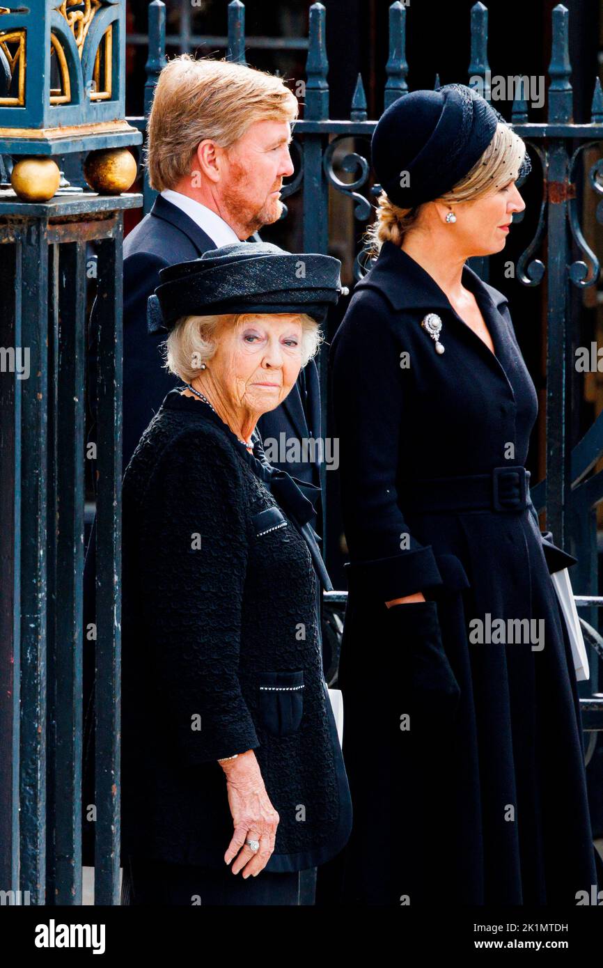 LONDON - King Willem-Alexander, Queen Maxima and Princess Beatrix of The Netherlands attend the ...