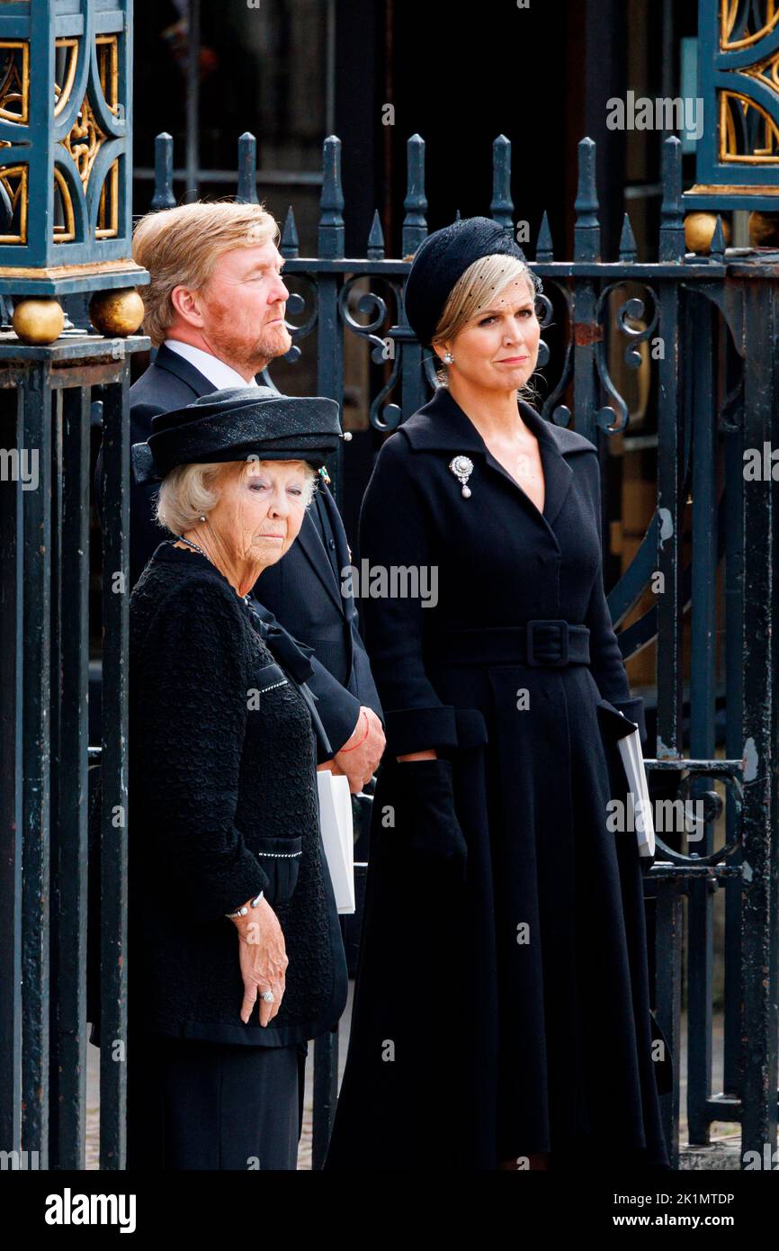 LONDON - King Willem-Alexander, Queen Maxima and Princess Beatrix of The Netherlands attend the ...