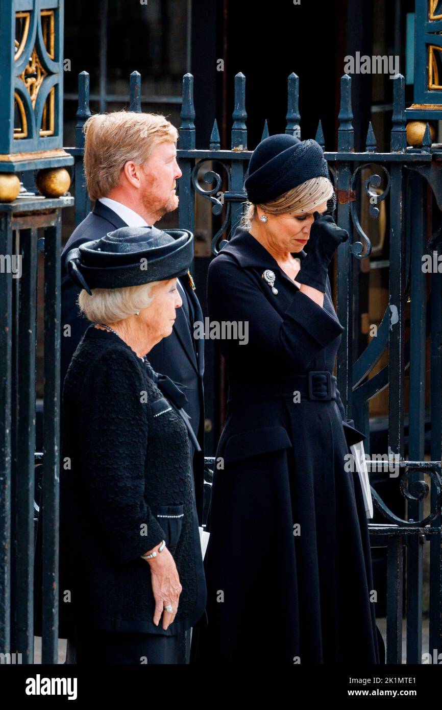 LONDON - King Willem-Alexander, Queen Maxima and Princess Beatrix of The Netherlands attend the ...