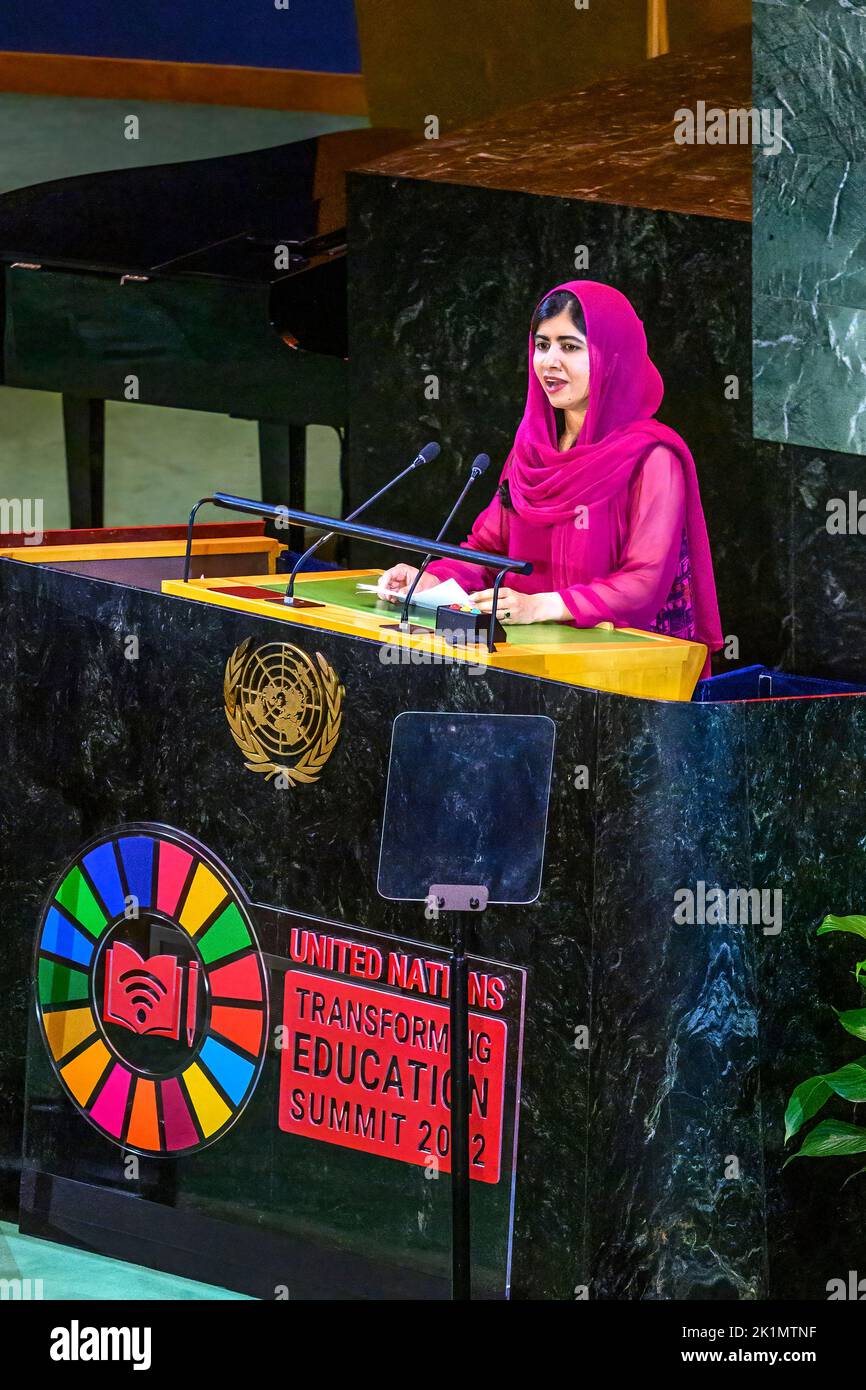 New York, USA. 19th Sep, 2022. Malala Yousafzai, 2014 Nobel Peace Prize ...