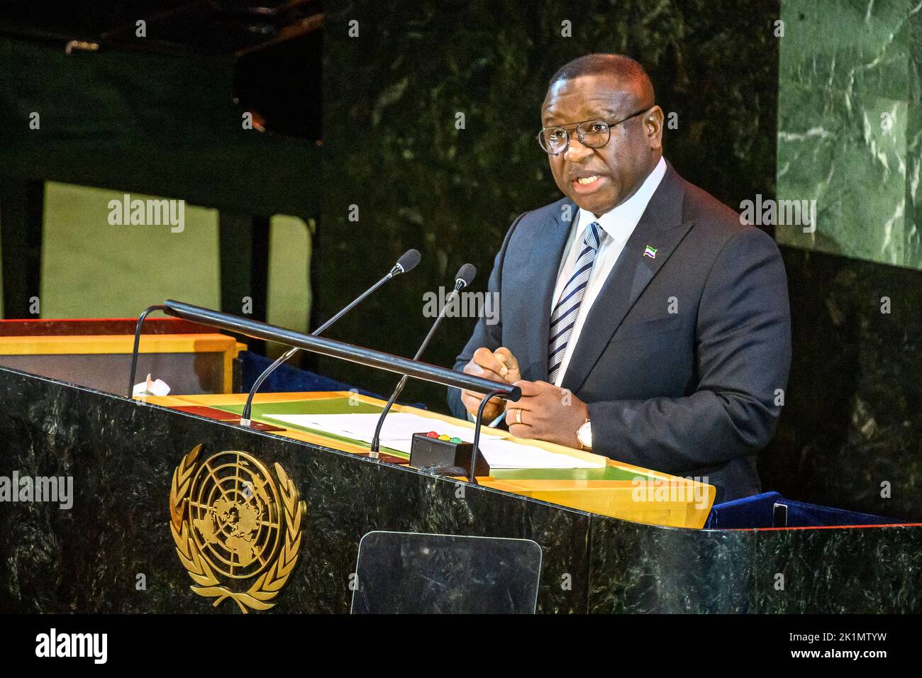 New York, USA. 19th Sep, 2022. Julius Maada Bio, President of the ...