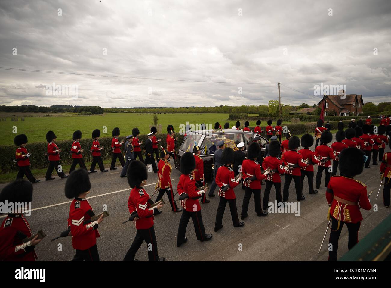 The State Hearse carrying the coffin of Queen Elizabeth II, draped in ...