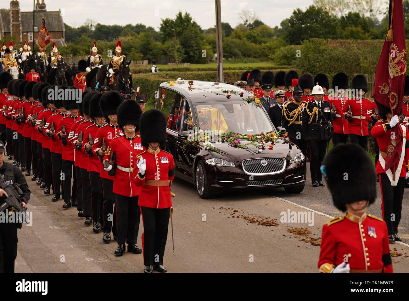 The State Hearse carrying the coffin of Queen Elizabeth II, draped in ...