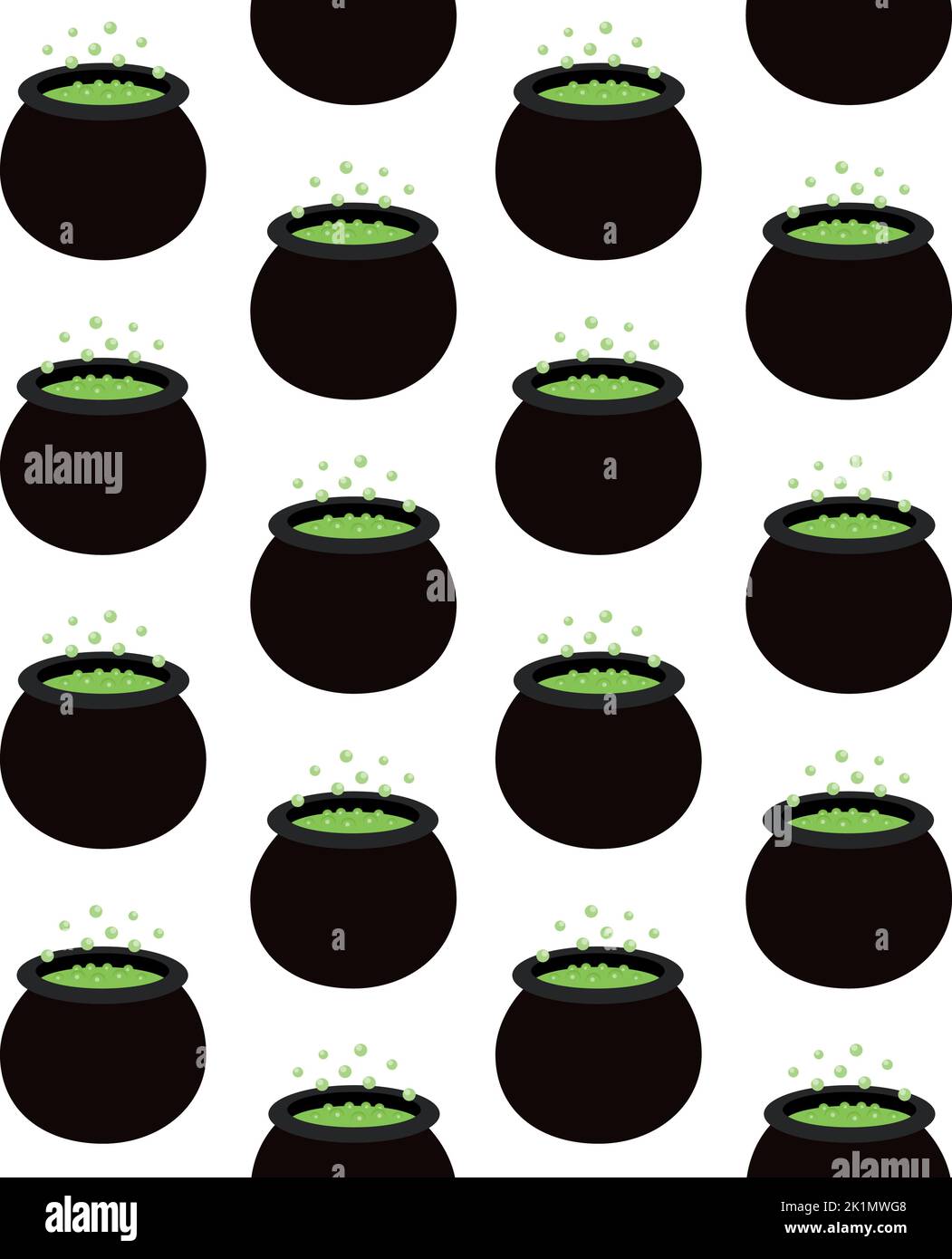 Vector seamless pattern of flat witch potion pot isolated on white ...