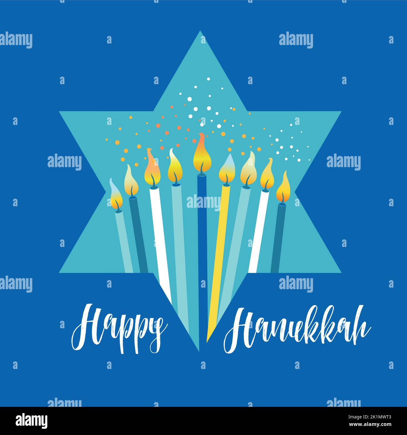 Jewish holiday Hanukkah greeting card traditional Chanukah symbols ...