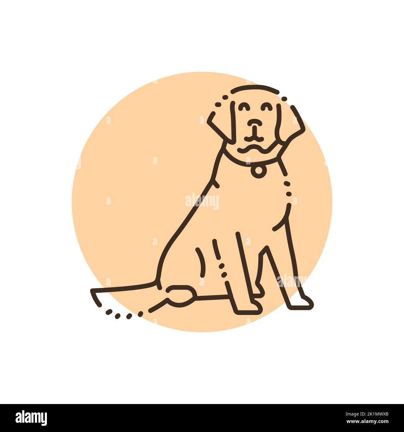 Sitting golden retriever adult color line icon. Pictogram for web page ...