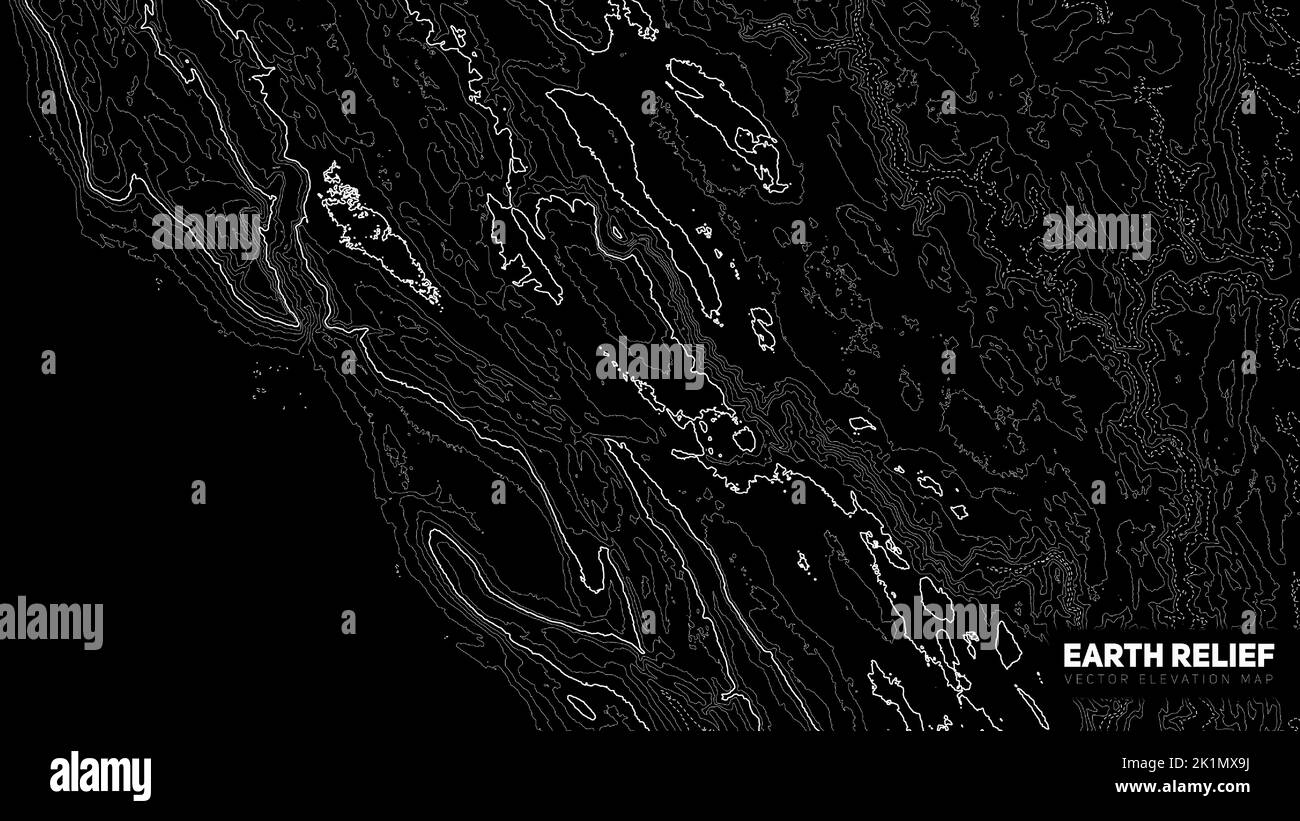 Vector abstract earth relief map. Generated conceptual elevation map ...