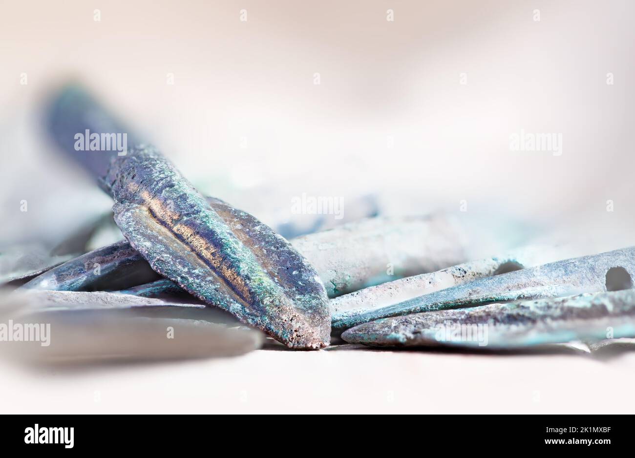 Copy space. Antique Weapons. Ancient Scythian bronze arrowhead Stock ...