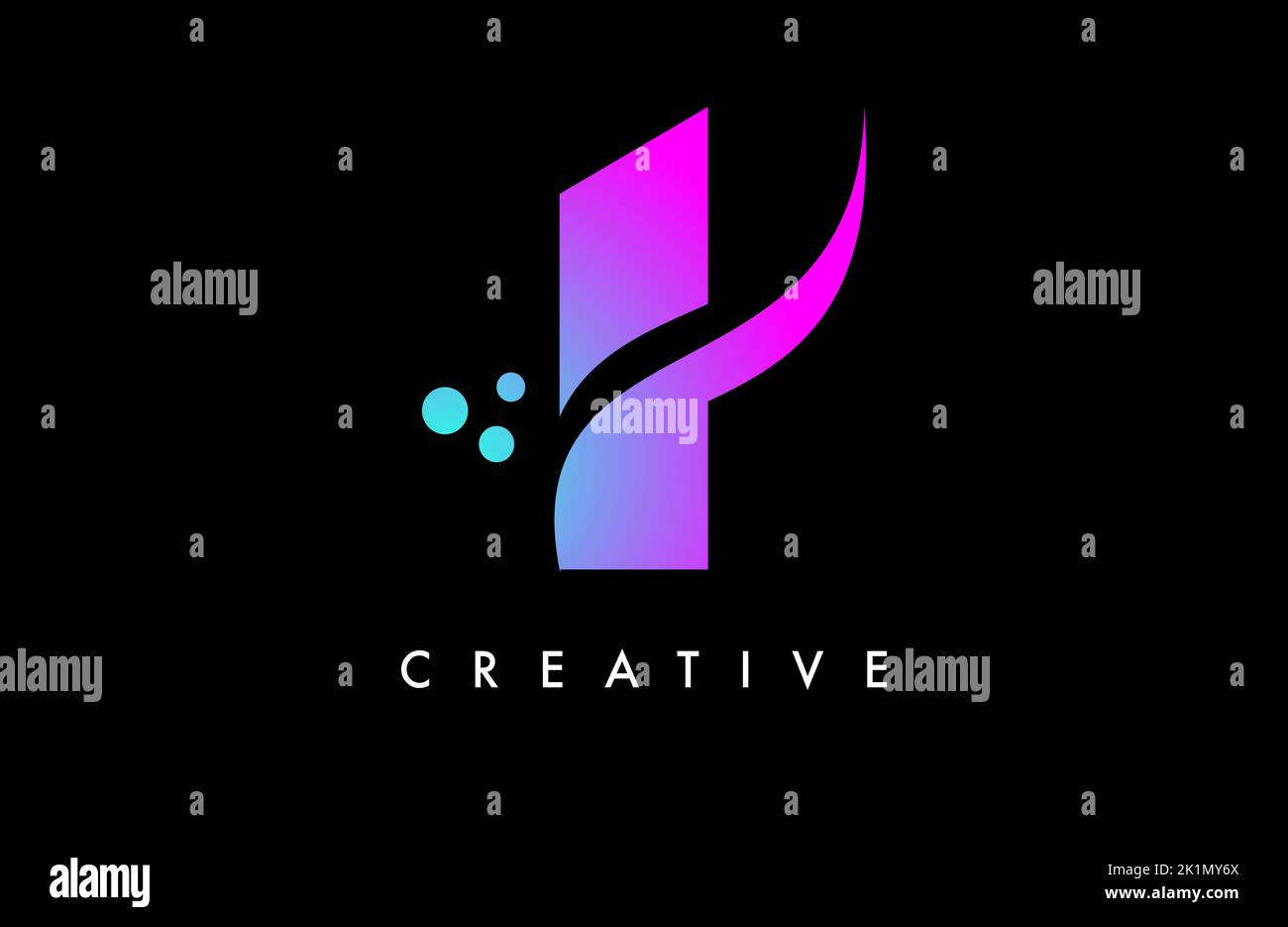 Purple Blue I Letter Logo Design with Elegant Creative Swoosh and Dots ...