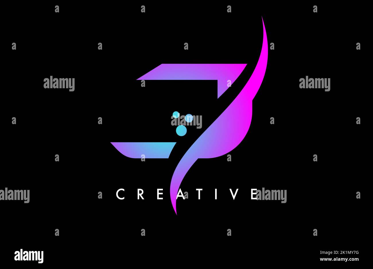 Purple Blue J Letter Logo Design with Elegant Creative Swoosh and Dots Vector. Modern Trendy J ...