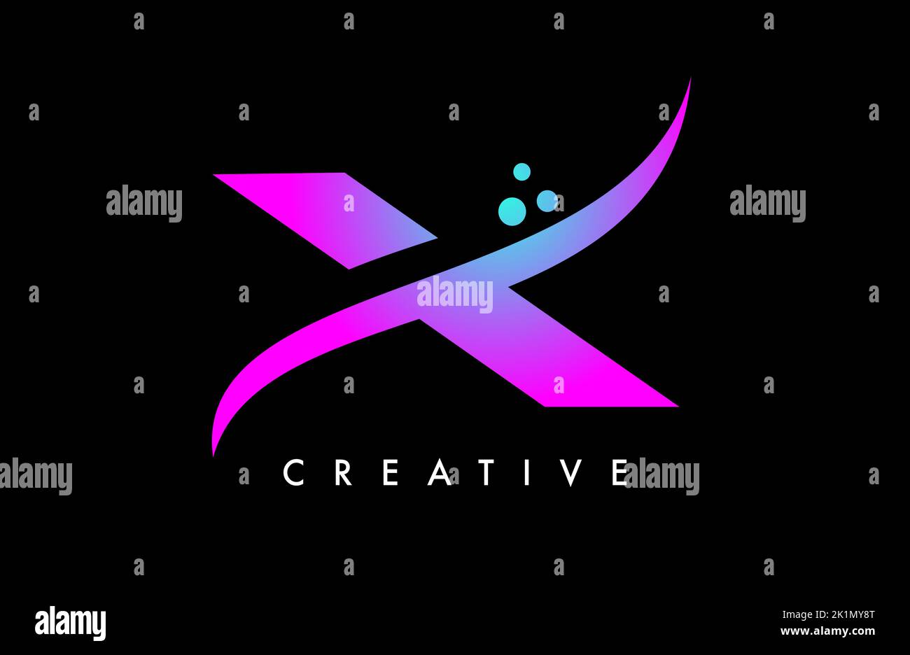 Purple Blue X Letter Logo Design with Elegant Creative Swoosh and Dots ...