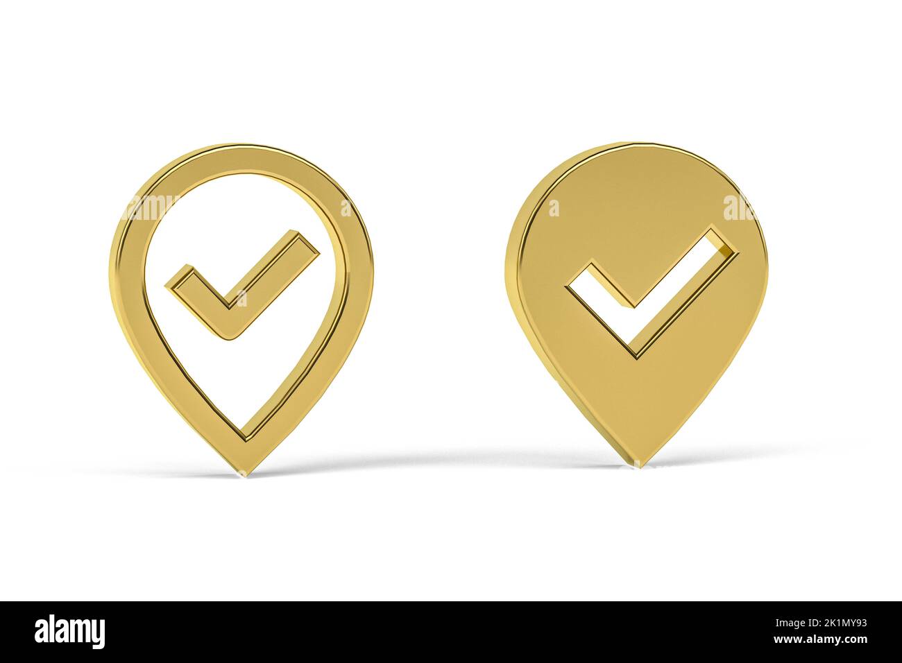Golden 3d pin icon isolated on white background - 3d render Stock Photo ...