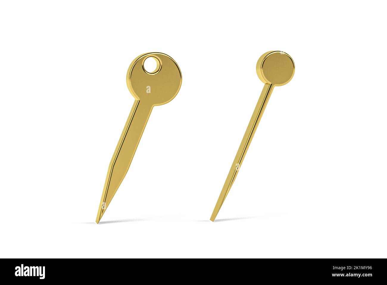 Golden 3d pin icon isolated on white background - 3d render Stock Photo ...