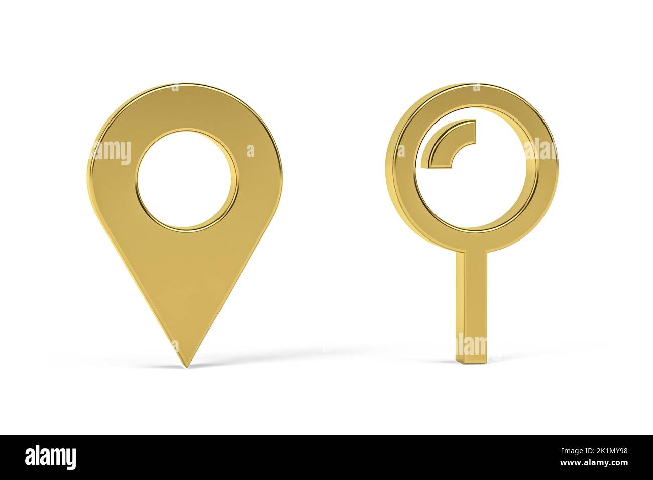 Golden 3d pin icon isolated on white background - 3d render Stock Photo ...