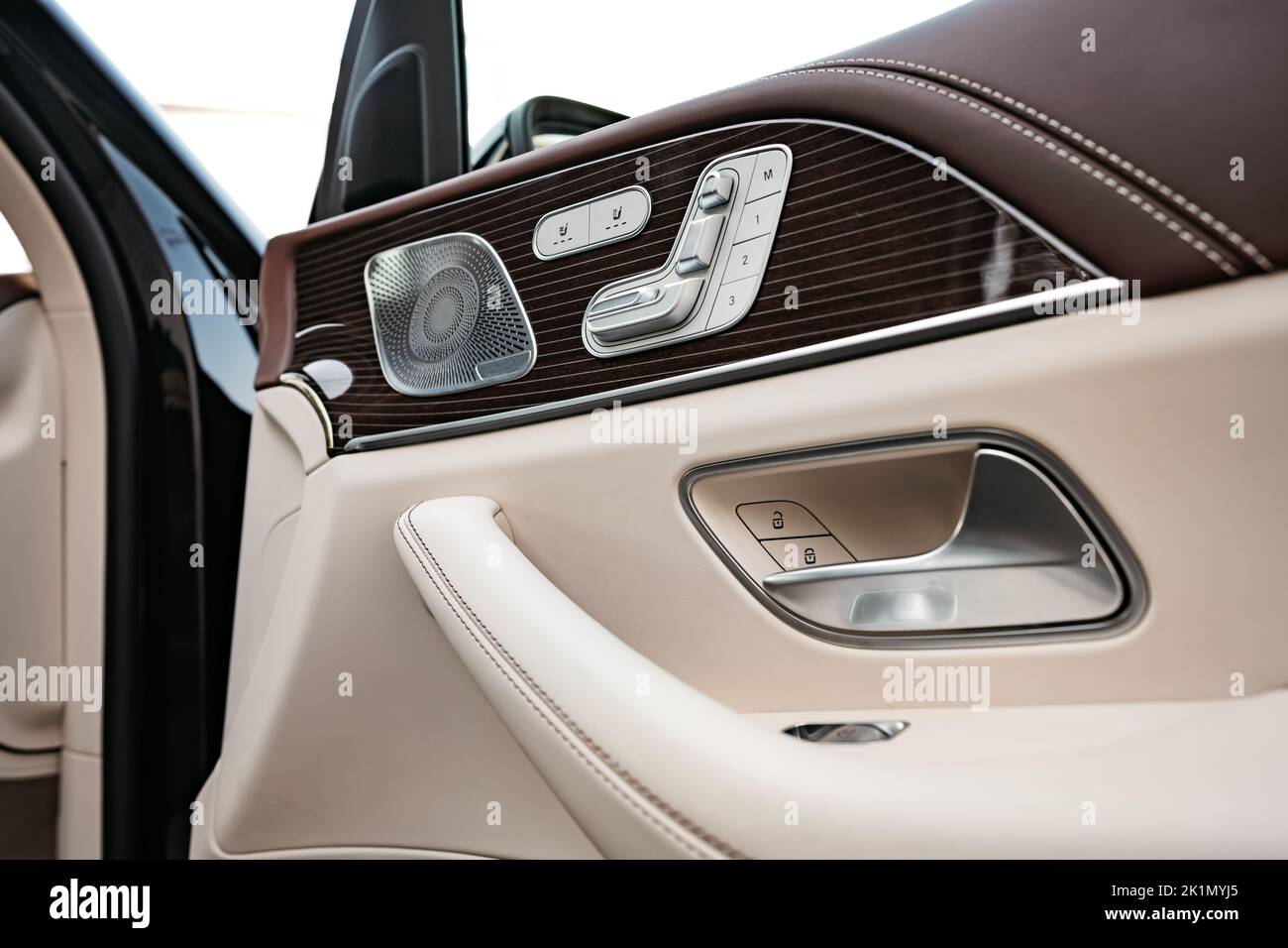 Front handle door panel with buttons of a luxury car Stock Photo - Alamy