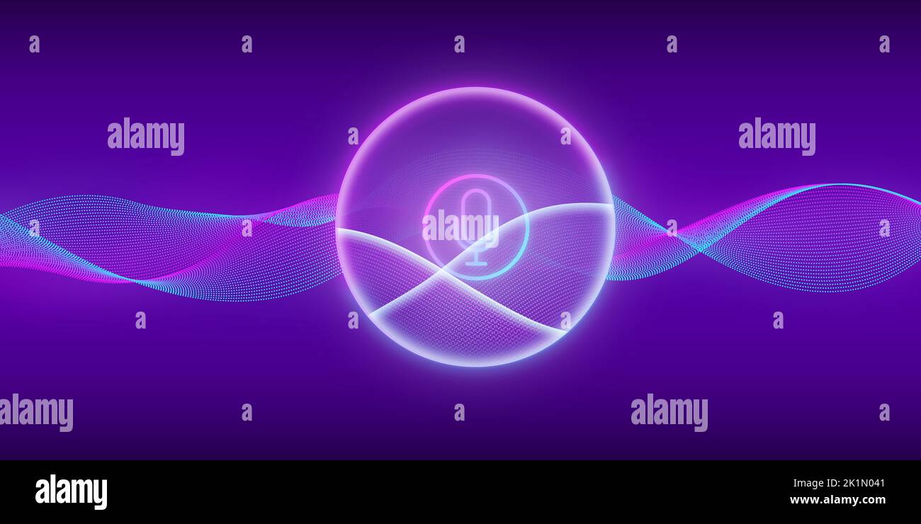 Artificial intelligence concept. Personal assistant. Voice recognition. Sound wave with ...