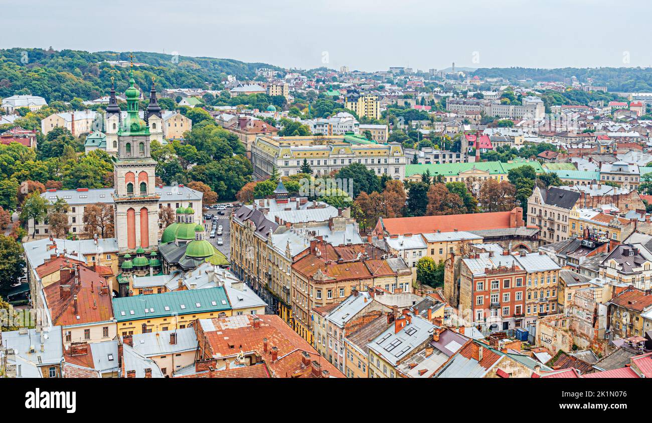 Panorama of the old city in Lviv, Ukraine Stock Photo - Alamy