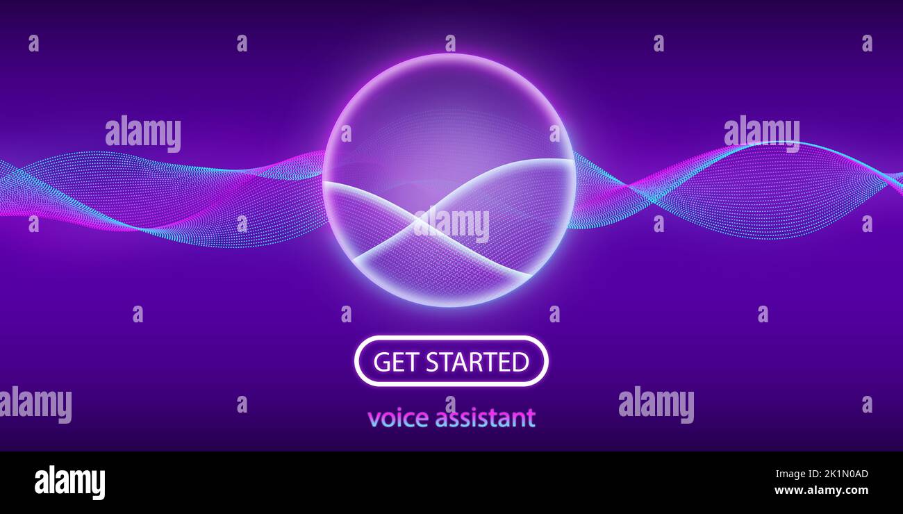Artificial intelligence concept. Personal assistant. Get started. Voice ...