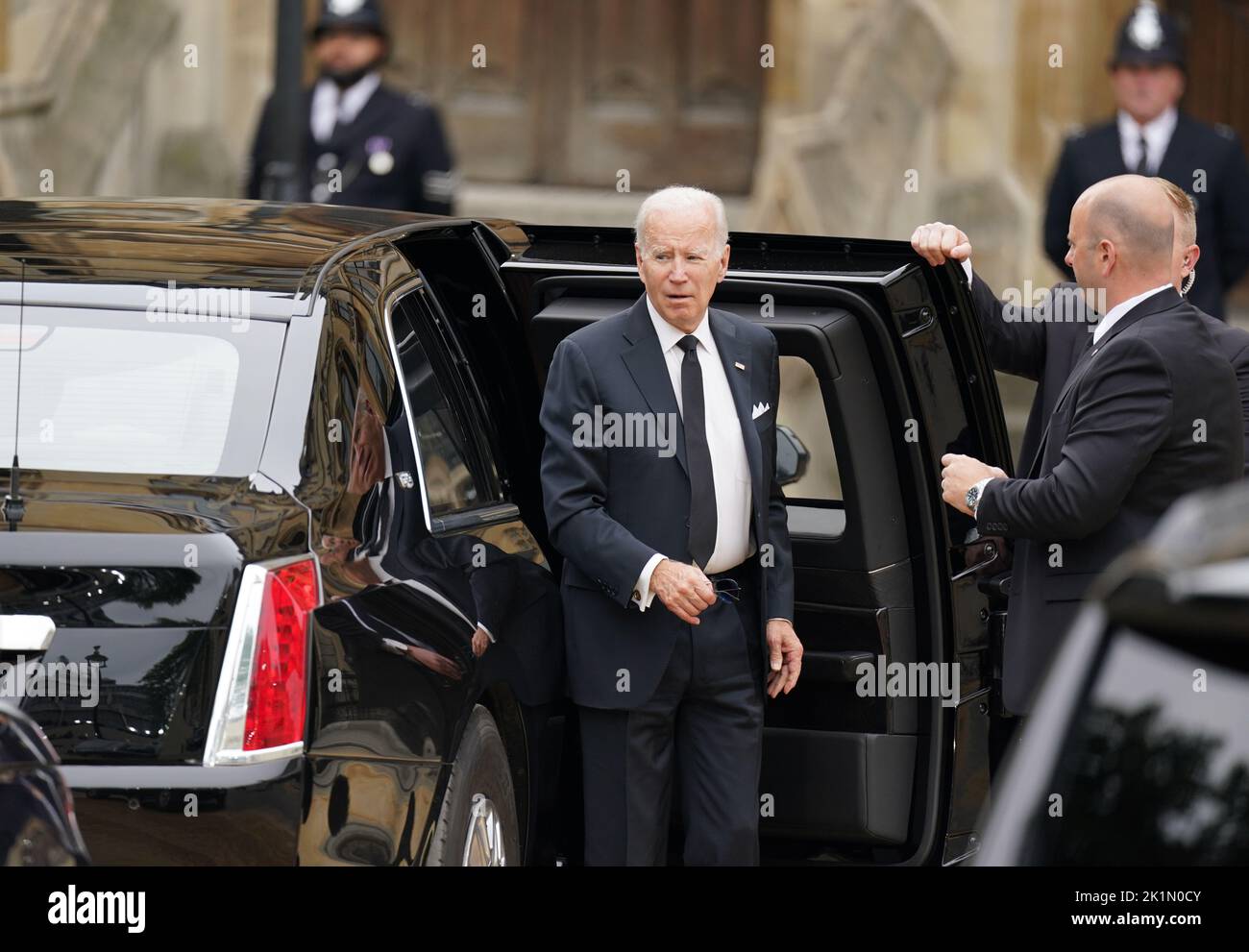 US President Joe Biden arrives for the State Funeral of Queen Elizabeth ...
