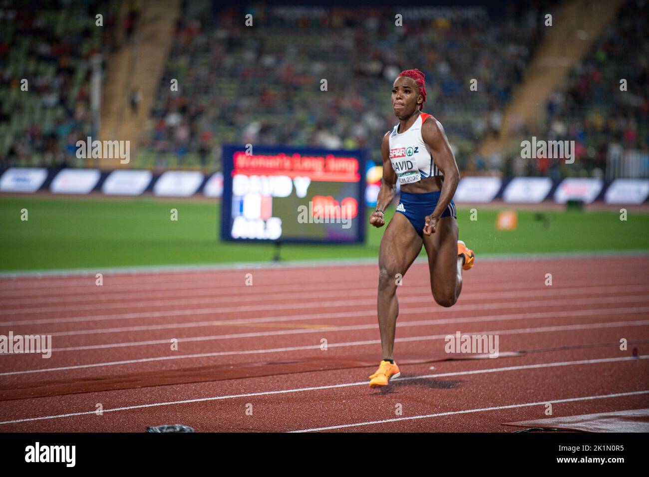 Yanis David participating in the long jump of the European Athletics ...