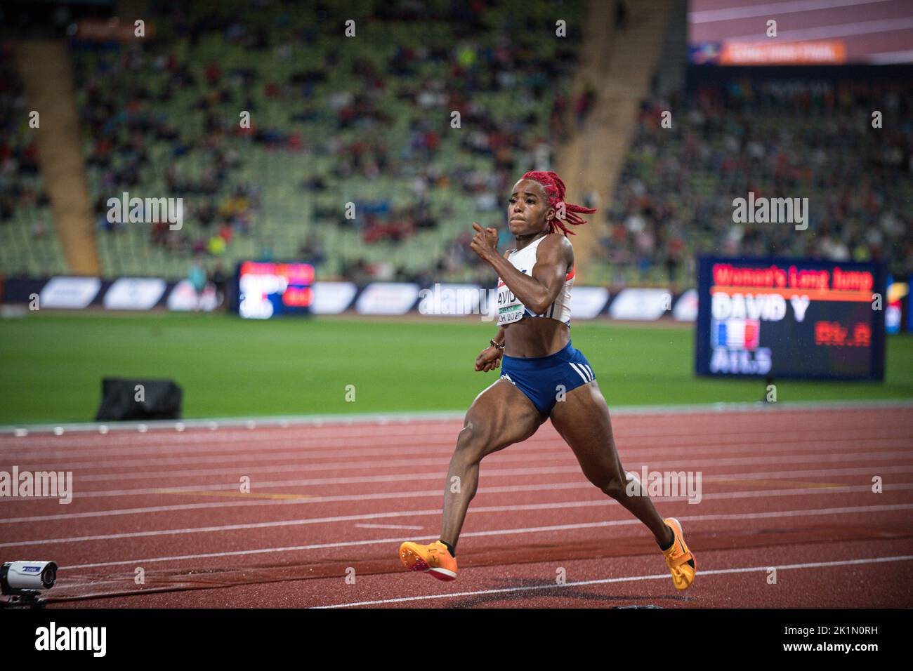 Yanis David participating in the long jump of the European Athletics ...