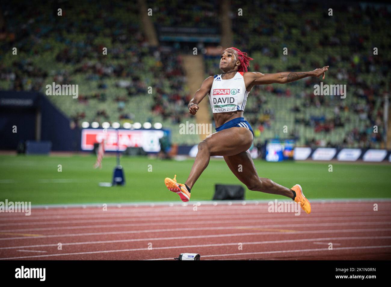 Yanis David participating in the long jump of the European Athletics ...