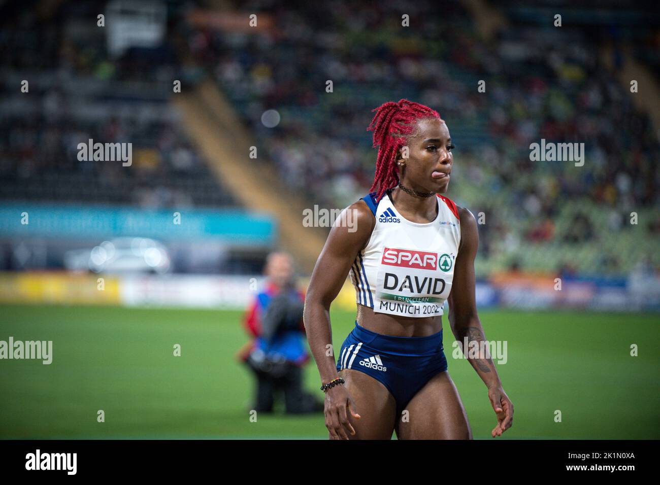 Yanis David participating in the long jump of the European Athletics ...