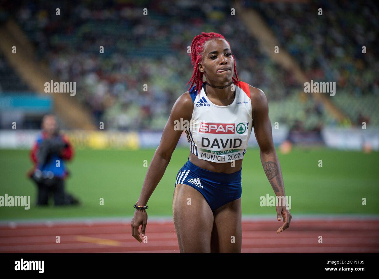 Yanis David participating in the long jump of the European Athletics ...