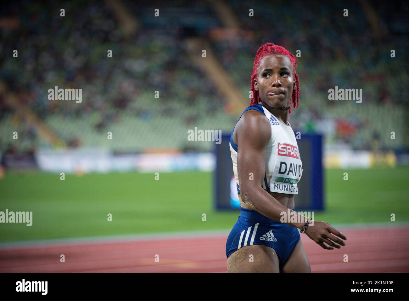 Yanis David participating in the long jump of the European Athletics ...