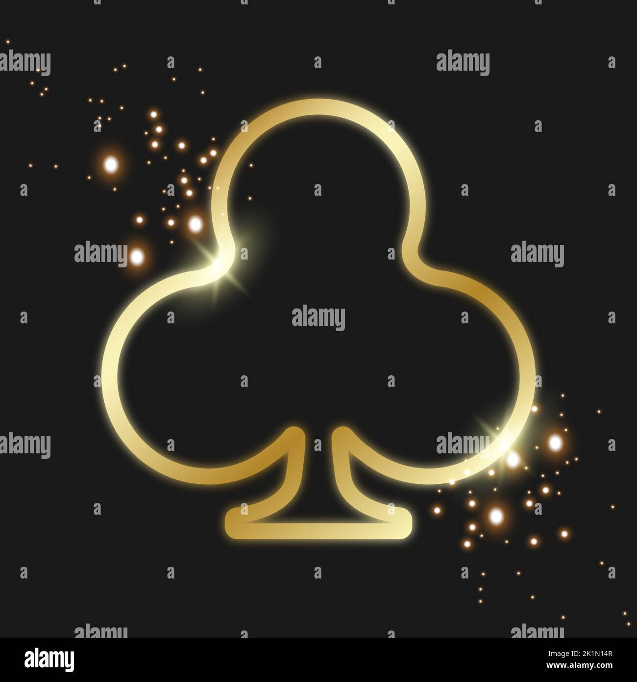 Gold icons symbols of playing suits. Clubs suit symbol on a white ...