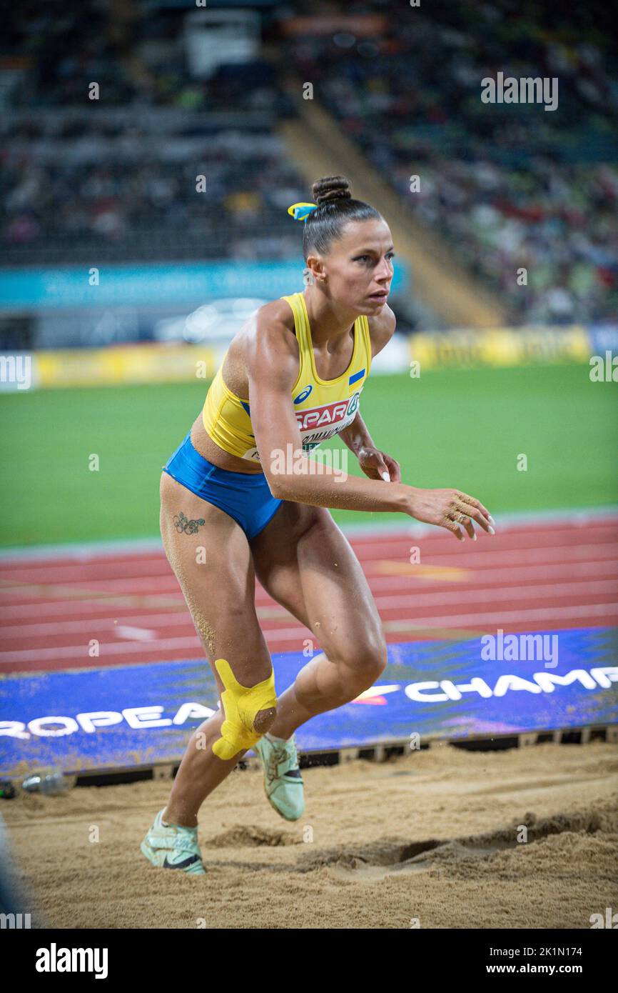 Maryna Bej-Romanchuk participating in the long jump of the European ...