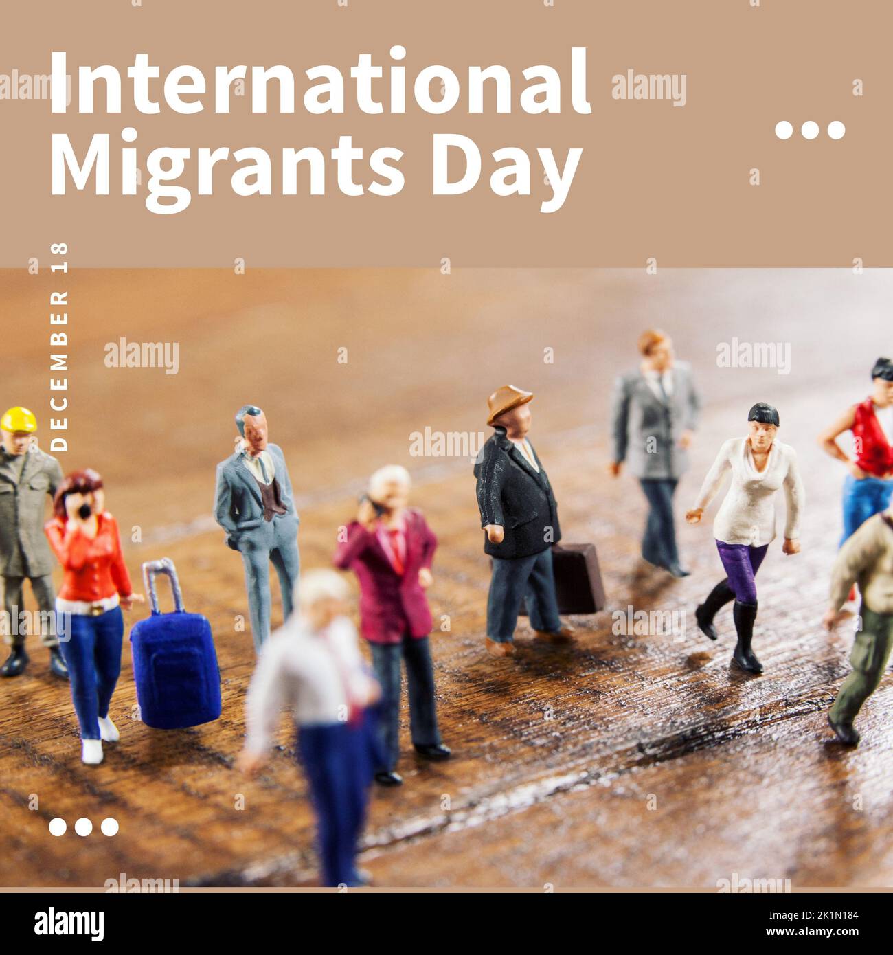 Composition of international migrants day text over people figurines on ...