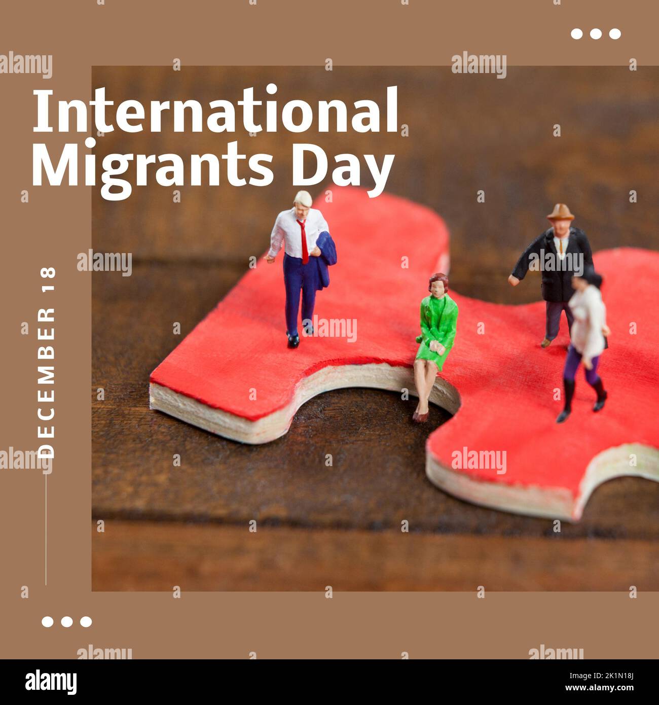 Composition of international migrants day text over people figurines on ...