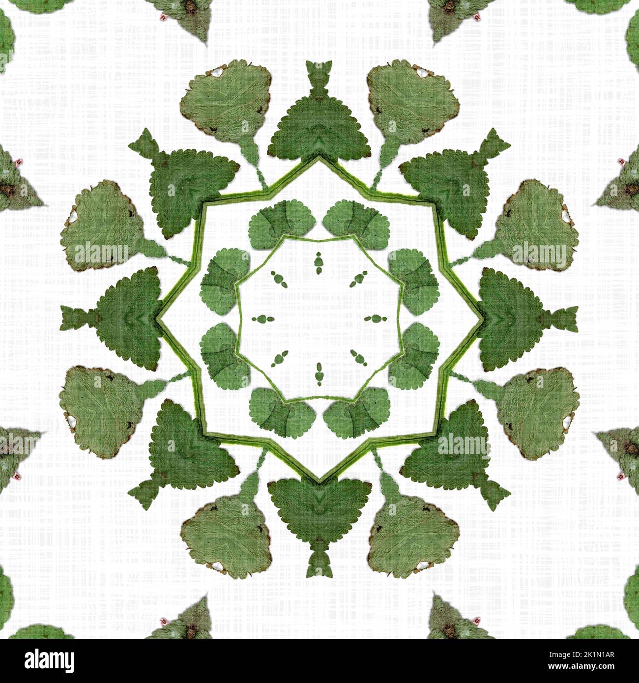 Foliage kaleidoscope seamless texture pattern. Trendy optic fresh ...