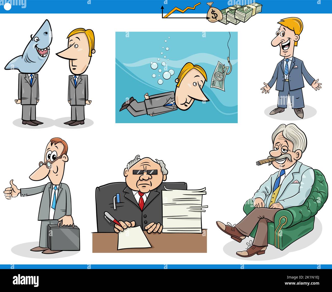 Cartoon illustration of business concepts with funny businessmen ...