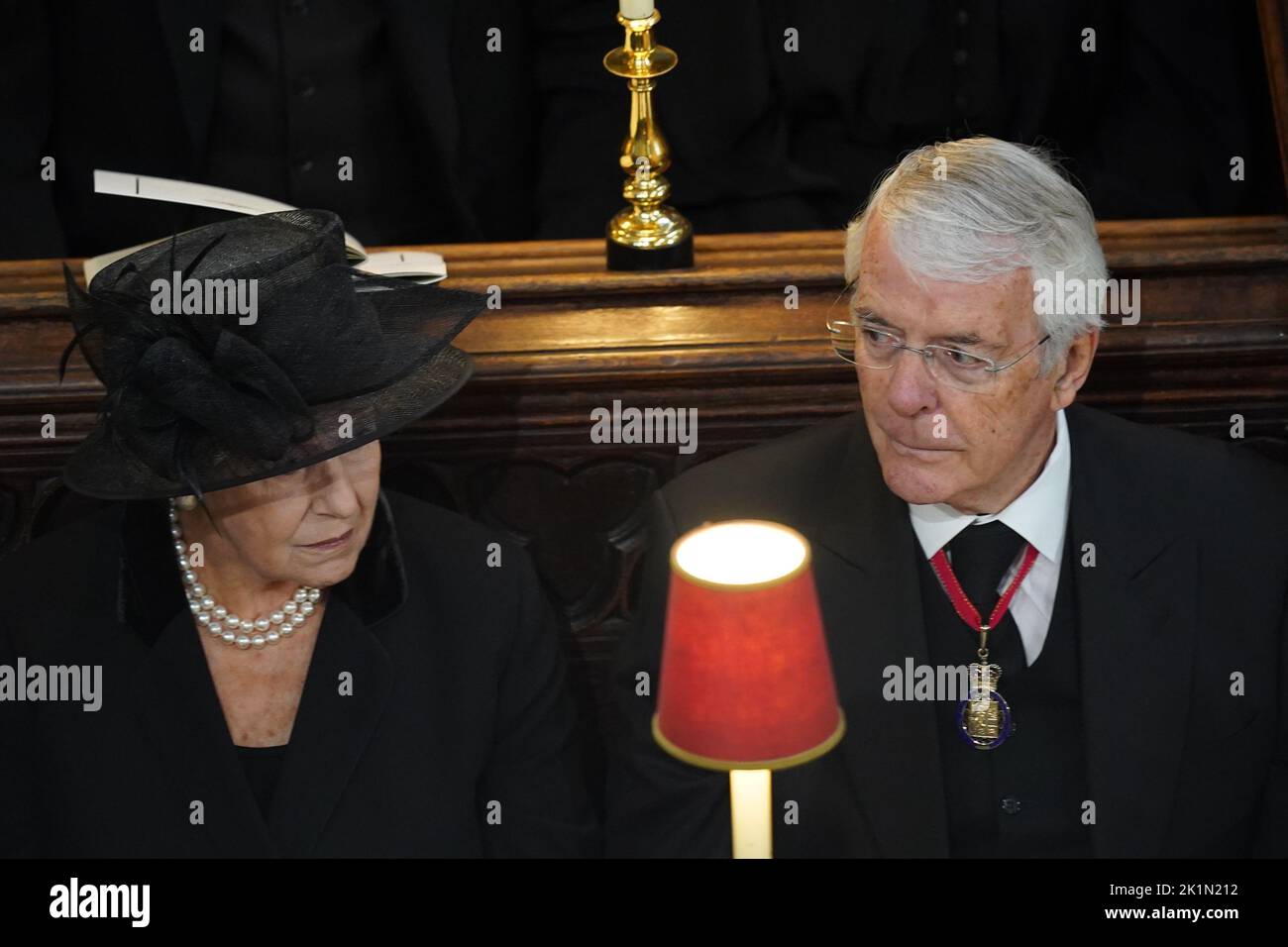 Lady Norma and Sir John Major attending the State Funeral of Queen Elizabeth II, held at ...