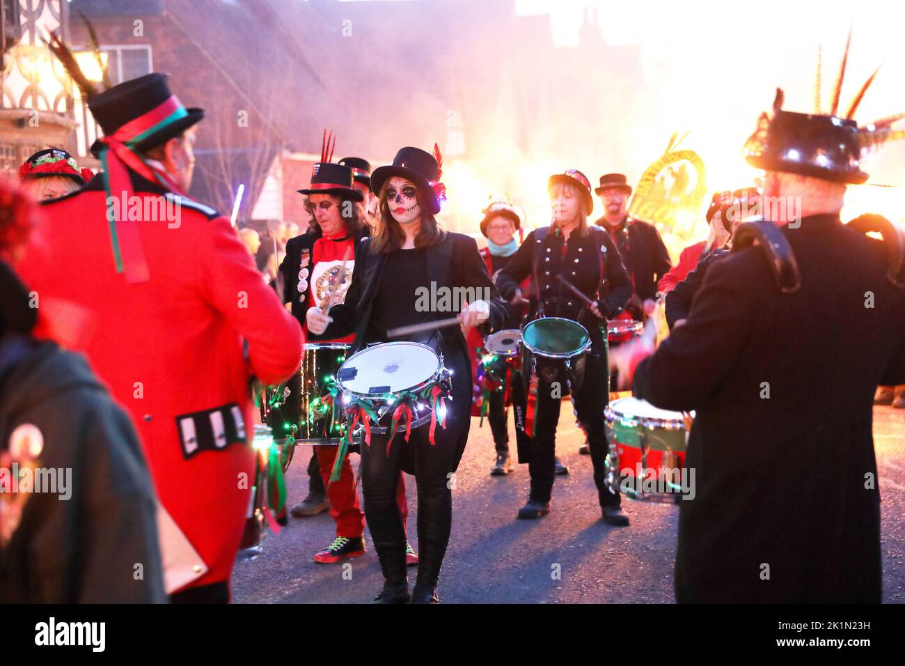 Annual Bonfire procession in Mayfield, one of Sussex's bonfire ...